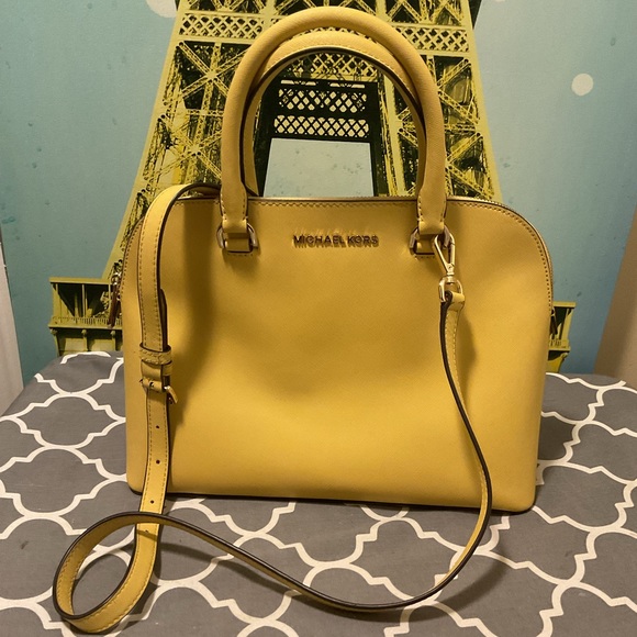 Michael Kors | Bags | Mk Yellow Saffiano Leather Purse Bag Satchel ...